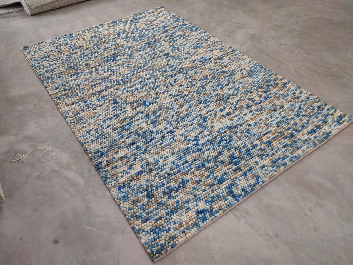 Pebble Blue Multi Pure wool hand woven floor rug – All Modern Design