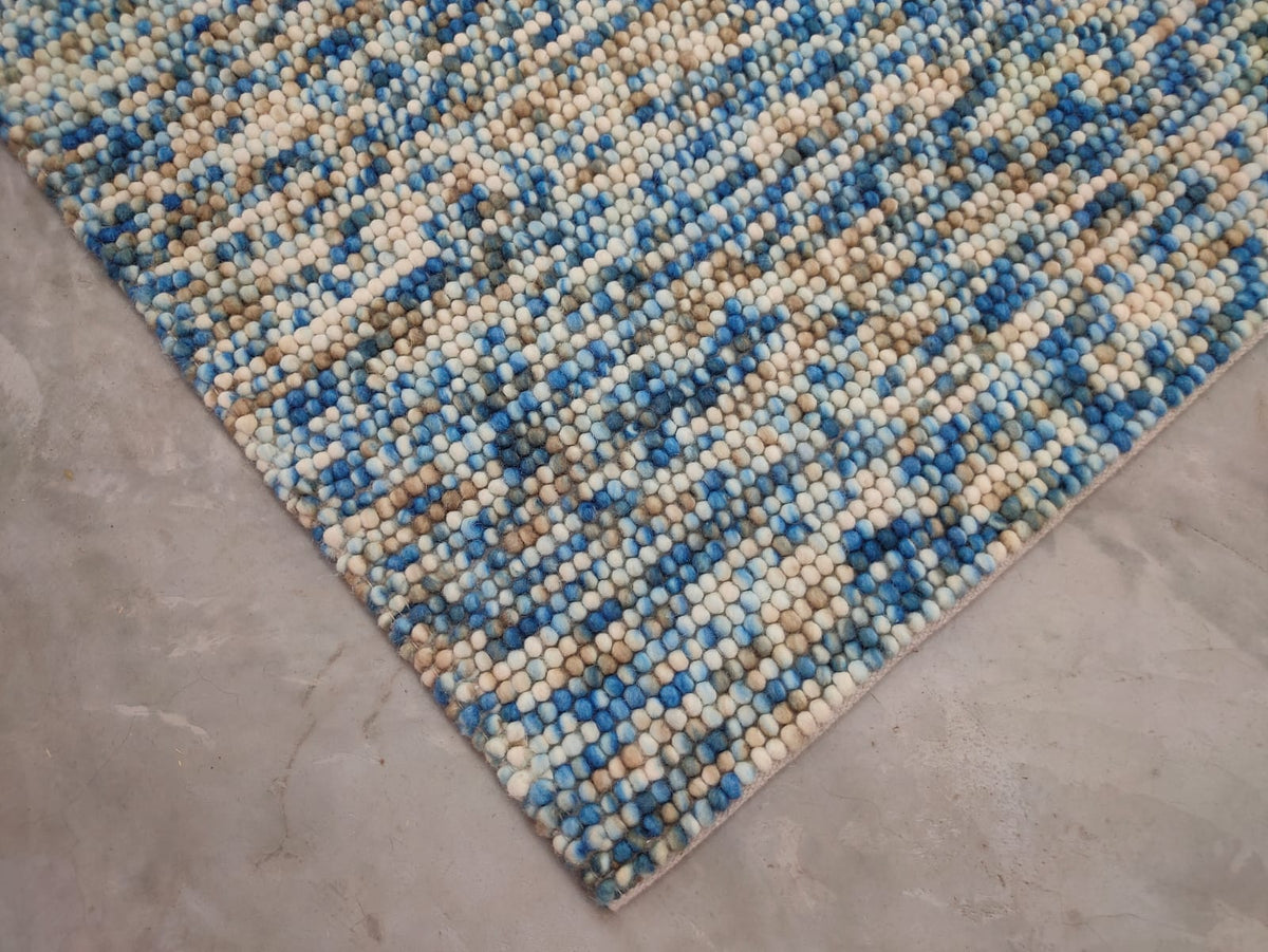 Pebbles Blue Multi Pure wool hand woven floor rug – All Modern Design